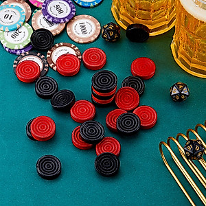 72 Pieces Wooden Checkers 1.06 Inch Checkers Board Game Pieces Stackable Ridge in Drawstring Storage Pouch for Checkers Backgammon Game, Red and Black