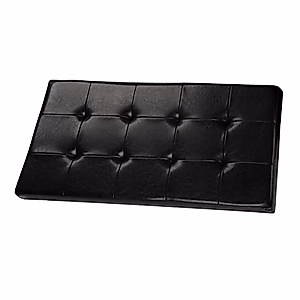 LAVISH HOME (Black) Ottoman-Faux-Leather Rectangular Storage Bench, Works as Foot Rest for Easy Room Organization Home-Complete