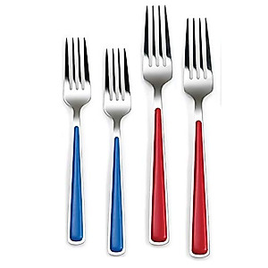 Fiesta 20-Piece Merengue Flatware Silverware Set, Service for 4, Stainless Steel/ABS, Includes Forks/Knives/Spoons, Multicolor