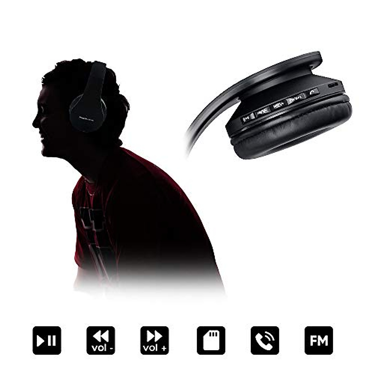 PowerLocus Rose Gold Bluetooth Headphones with Black Bluetooth Headphones