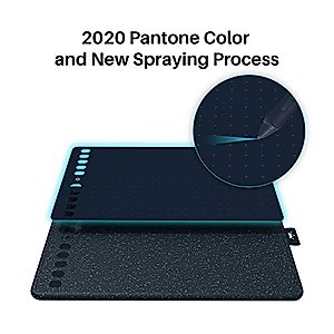 HUION HS611 Graphics Drawing Tablet Android Supported Pen Tablet Tilt Function Battery-Free Stylus 8192 Pen Pressure with 8 Multimedia Keys 10 Express Keys and Touch Strip(Starry Blue)