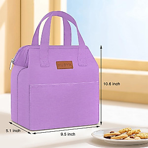 KUBYA Lunch Bag Simple Lunch Box for Women Men Insulated Lunch Bag & 1 Storage bag Simple Reusable Lunch Tote Bag for Work, Picnic Beach or Travel (Purple) LBMHS-04