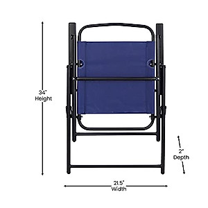 Flash Furniture Mystic Folding Patio Sling Chairs, Outdoor Textilene Lawn Chairs with Armrests, Set of 2, Navy