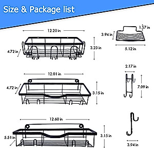 PRAGATISM 6 Pieces Shower Caddy, No Drilling Adhesive Shower Organizer, Large Capacity Shower Shelves with Rustproof Stainless Steel for Bathroom & Kitchen Organization and Storage (black)