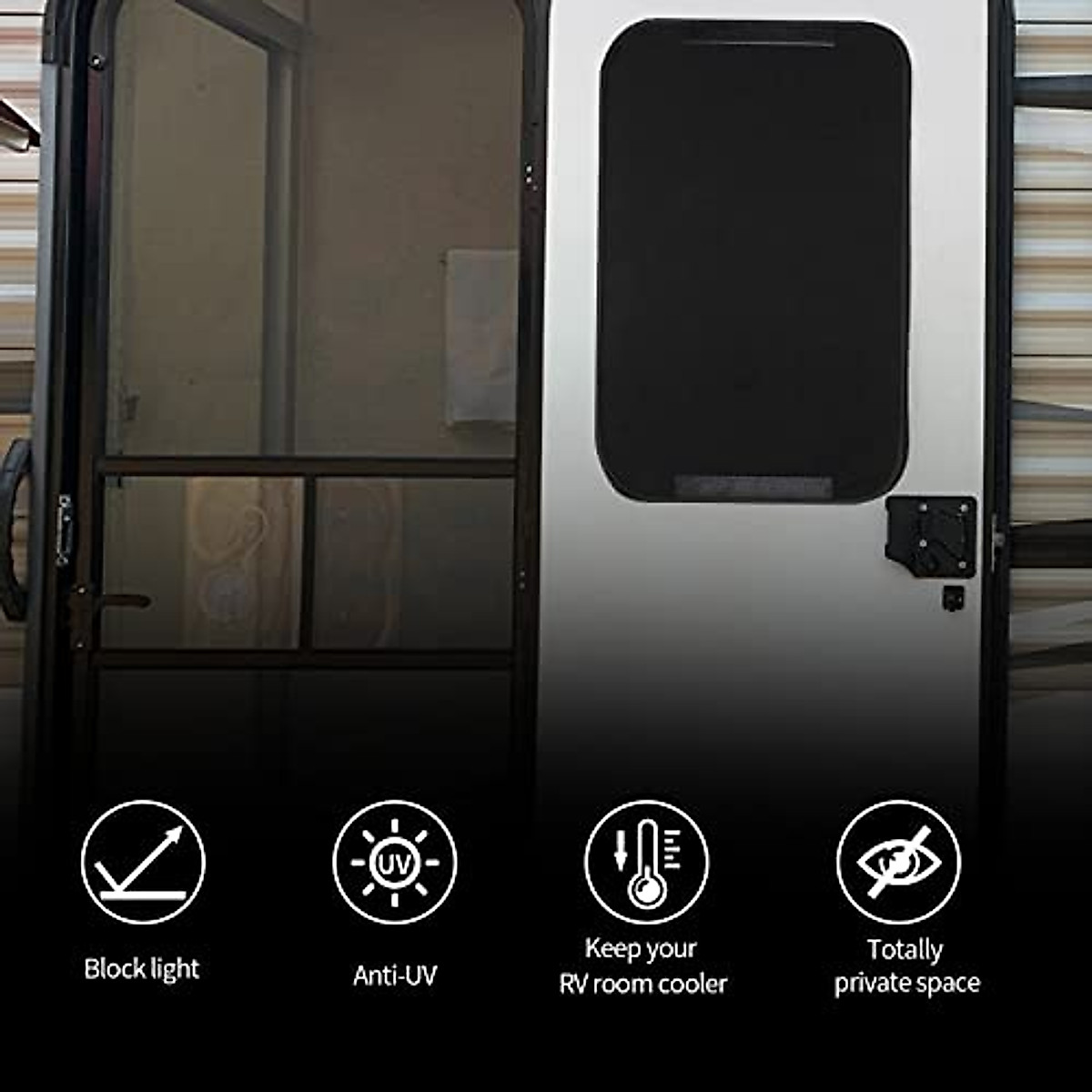 Carkio RV Door Window Shade Cover Blackout RV Door Window Shades Camper Sunshade Privacy Window Cover Travel Trailer Motorhome Sun Shade Accessories,24 x 16 inches, Pack of 2