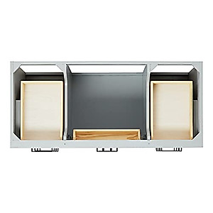 ARIEL Bathroom Vanity 49" Grey 1.5" Edge Italian Carrara Marble Countertop & Splash, Rectangular Sink, 2 Soft Closing Doors, 9 Full Extension Dovetail Drawers, Toe Kick, Matte Black