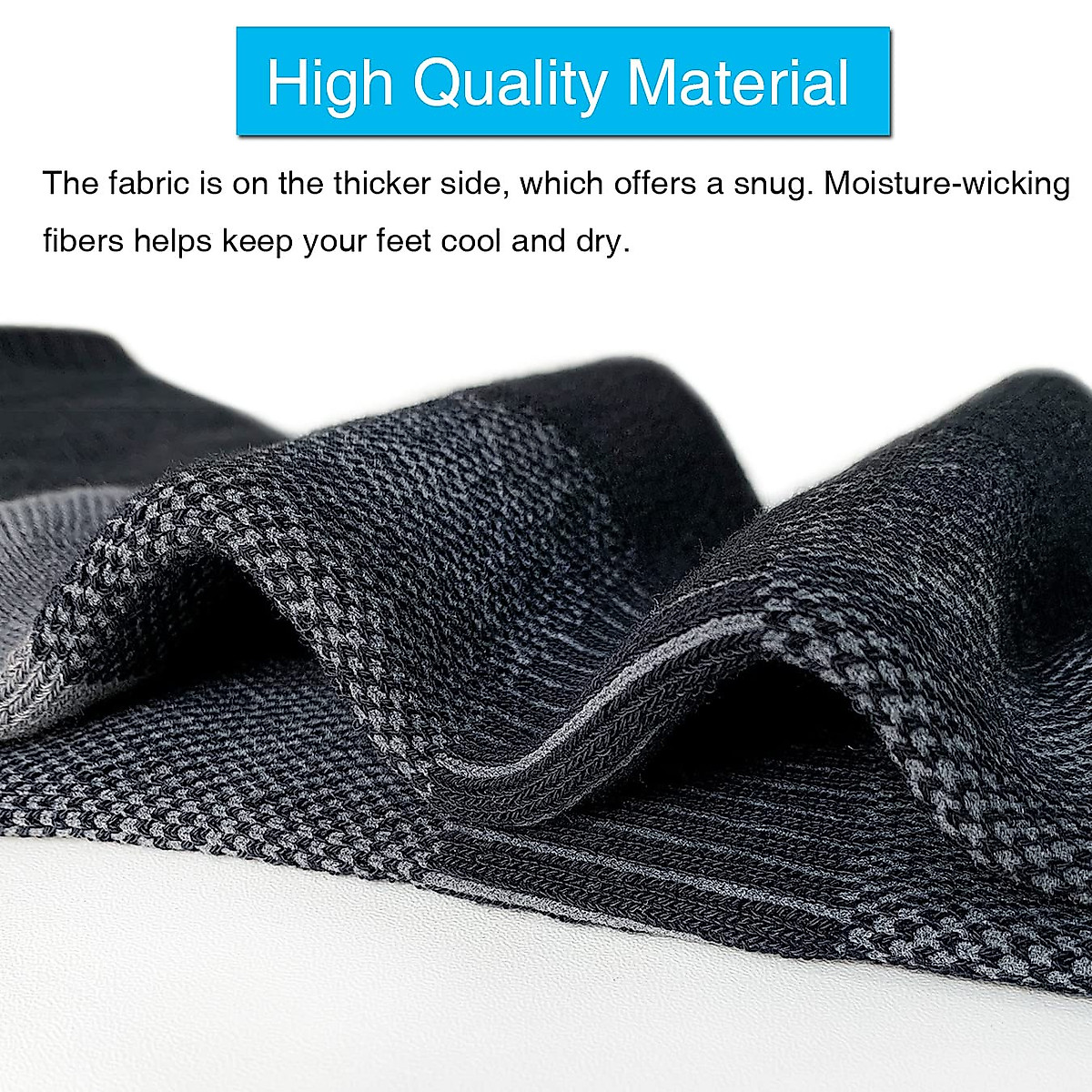 APTYID Men's Moisture Wicking Cushioned Crew Work Boot Socks, Size 9-12, Black, 6 Pairs