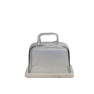 Creative Co-Op Glass Marble Base, Clear and White Cloche