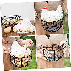 COLLBATH 1pc Egg Basket Refrigerator Organizer Bins Eggs Dining Table Decor Desktop Decor Rustic Wire Egg Basket Metal Egg Stand Chicken Wire Basket Fruit Basket Vegetable Basket Ceramics