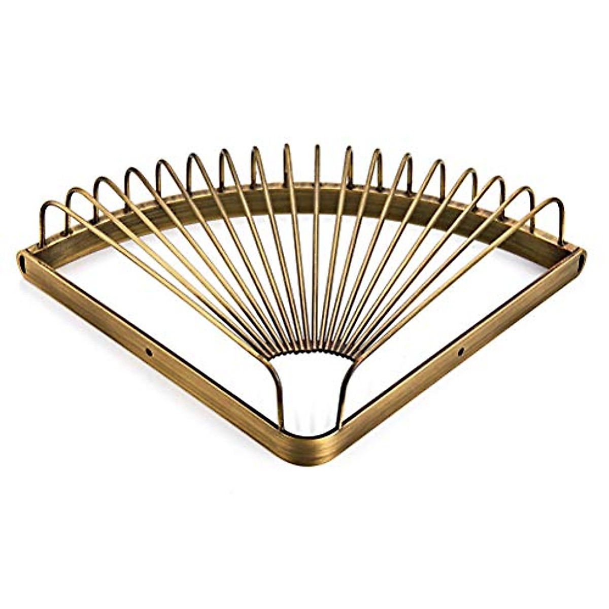 Amosfun Bathroom Organization and Storage Fan Shape Bath Storage Shelf Rack Wall Mount Bathroom Shower Organizer Basket Retro Storage Shelf Basket (Bronze)