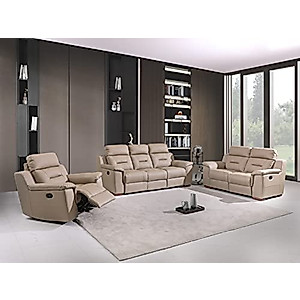 Blackjack Furniture Walker Leather Match Upholstered Reclining Living Room Sofa, Beige