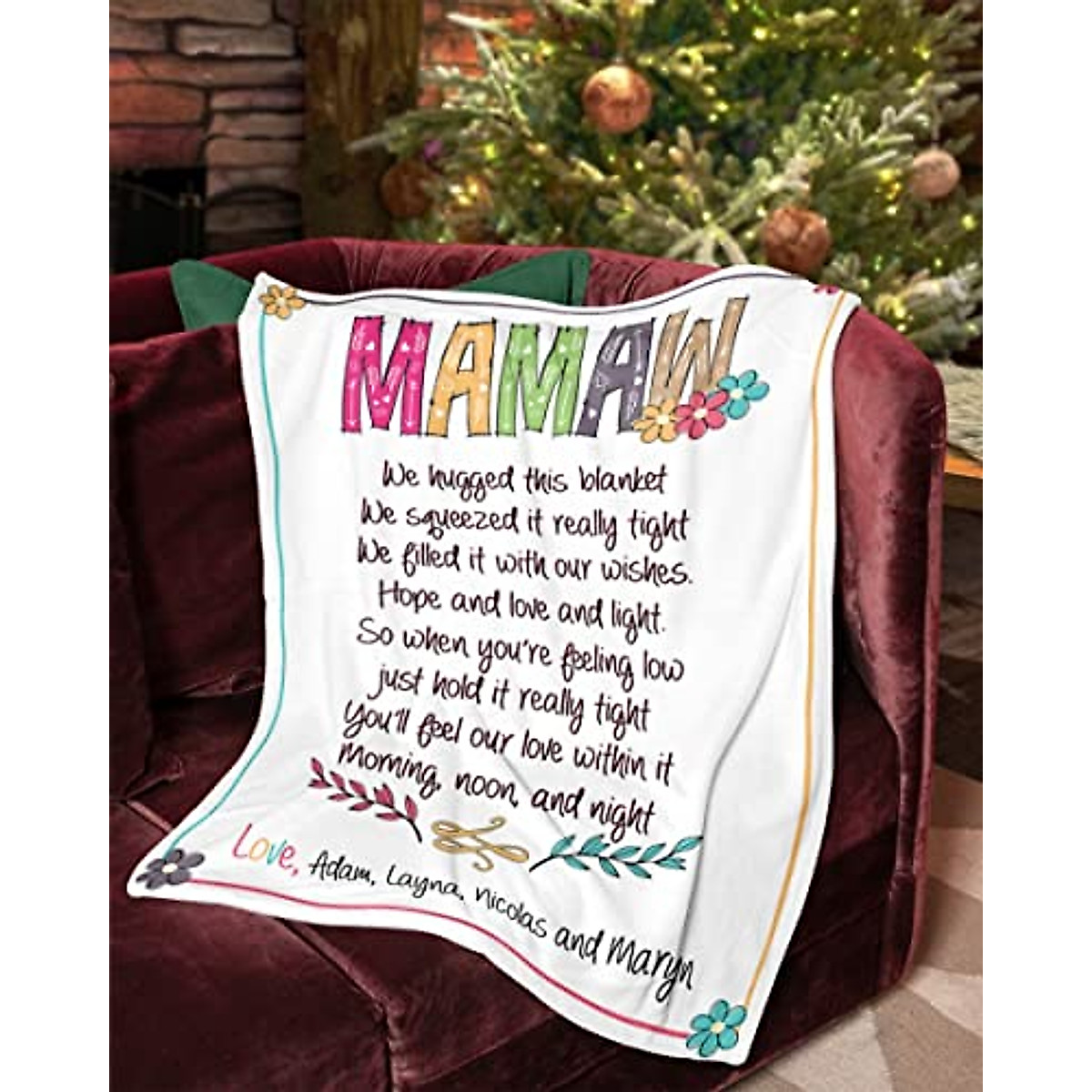 Personalized Grandma Blanket - Custom Grandma with Grandkids Name, Mothers Day Chirstmas Blanket Gift for Grandma, Nana, Mimi (A 8)