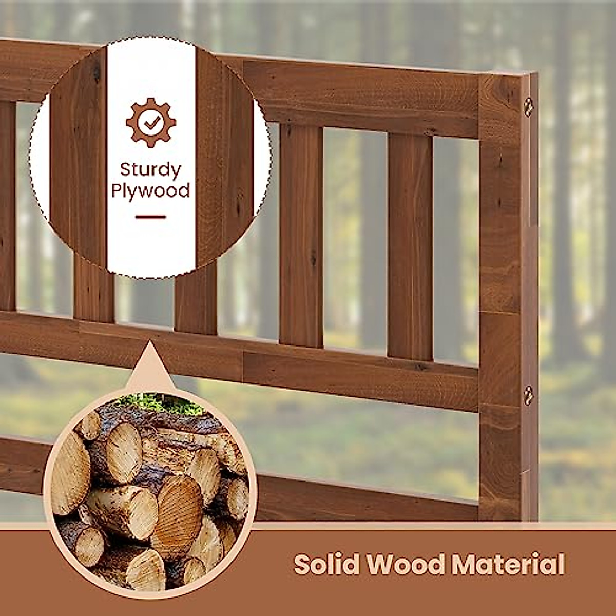 Giantex Wood Twin Bed Frame with Headboard, Mid Century Platform Bed with Wood Slat Support, Solid Wood Foundation, 12 Inch Height for Under Bed Storage, Easy Assemble, Walnut