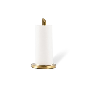 ROOMOXIE Stainless Steel Paper Towels Holder Stand Angled tip Gold Paper Towel Holder countertop 13 inch - Heavy Duty Weighted Kitchen countertop Paper Towel Holders Dispenser