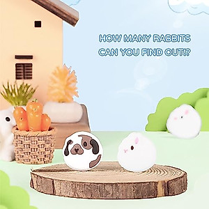 PAWSWORLD Cute Switch Thumb Grips Caps for Switch/Switch Lite/Switch OLED Rabbits Joystick Dust Jacket Silicone Joycon Grip Covers Anti-Scratch 4PCS Switch Button Caps - Fluffy Bunny