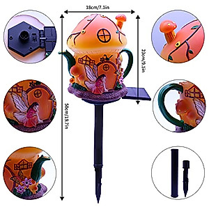 VOOKRY Solar Mushroom Lights Fairy Garden Lights for Home Decor Outdoor Decorative Stakes Mushroom House Solar Powered LED Landscape Lighting for Lawn, Walkway, Patio, Yard