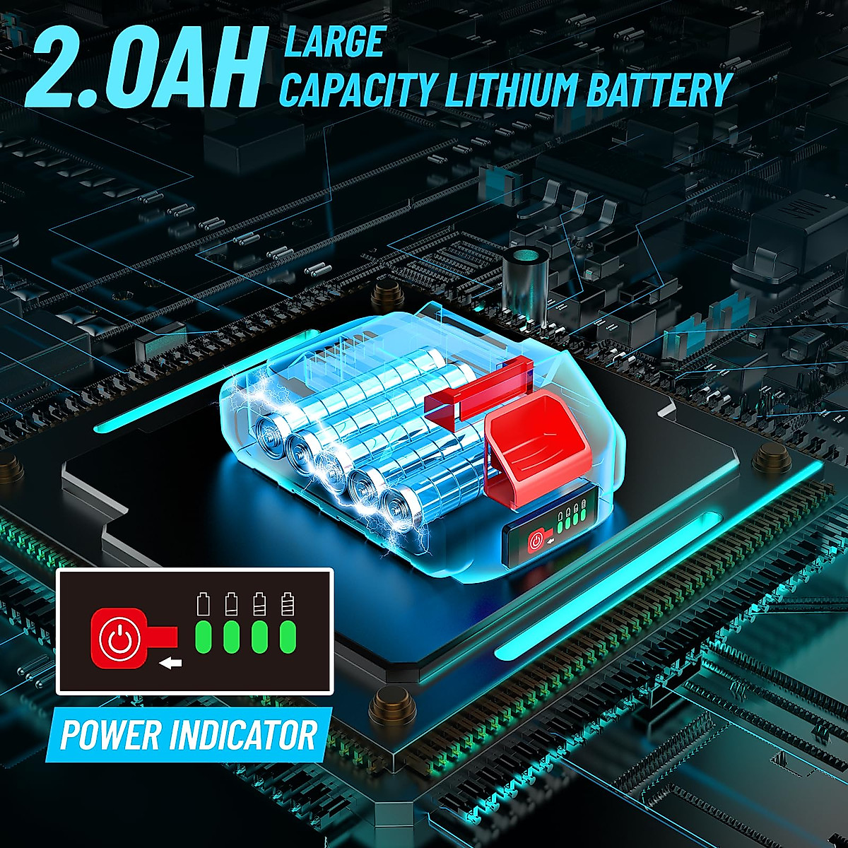 Seesii Cordless Caulking Gun, 29oz Electric Caulking Gun w/ 2000mAh Li-ion Battery, Caulk Gun with Stepless Speed Control, LED Light, 360° rotating head for Filling, Sealing