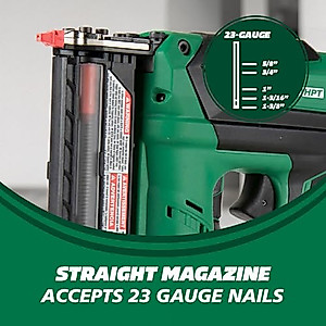 Metabo HPT Cordless Pin Nailer Kit, 18V, 23 Gauge, 5/8" up to 1-3/8" Pin Nails, 2,700 Nails Per Charge, 18V 2.0 Ah Lithium Ion Battery, Fast Charger, Bag, Lifetime Power Tool Warranty, NP18DSALT