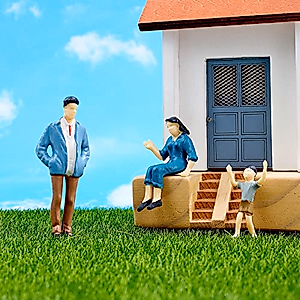 Namalu 14 Pcs 1: 25 Scale Miniature People Figurines Mini Architectural Plastic Figurines Dollhouse People Mini People Figures Painted Standing and Seat People for Miniature Scenes