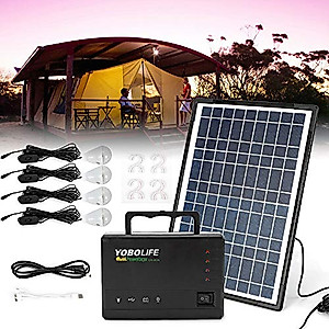 Rechargeable Portable Solar Generator Kit Power Home Outdoor Light System for Camping Solar Panel