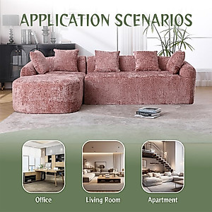 AZSJML Modular Sectional Sofa Couch, 99" L-Shape Sectional Cloud Couch for Living Room, Comfy Boucle Upholstered Deep Seat Couch, Modern Minimalist Sleeper Sofa for Apartment, Office, Pink