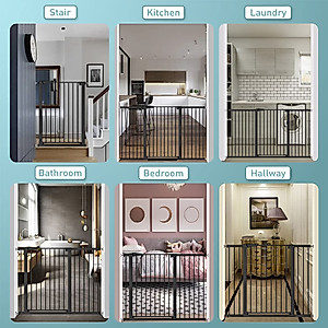 38.5" Extra Tall Narrow Pet Gate - Black 26.77"-29.53" Wide Walk Through Baby Gates with Door for The House Stairs Doorway - Child Puppy Dog Gates Fence Pressure Mounted Safety Gate