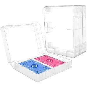 Xgood 4 PCS Plastic Playing Cards Boxes, Snaps Closed Empty Plastic Storage Box, 2 Decks Playing Card Case, Rectangle Playing Card Storage Clear Card Case for Business Trading Card Bridge Size Cards
