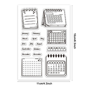 PH PandaHall Clear Calendar Stamps, Number Rubber Stamps Months Silicone Stamp Transparent Seal Stamps for DIY Scrapbooking, Photo Album Decorative, Cards Making, 6.2x4.3inch