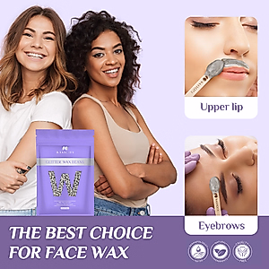 Hard Wax Beads, Waxxcity 1lb Glitter Grey Hair Removal Wax for Sensitive Skin, Specific for Facial Finer Softer Hair, At Home Waxing Beads Large Wax Beans Refill for Women Men