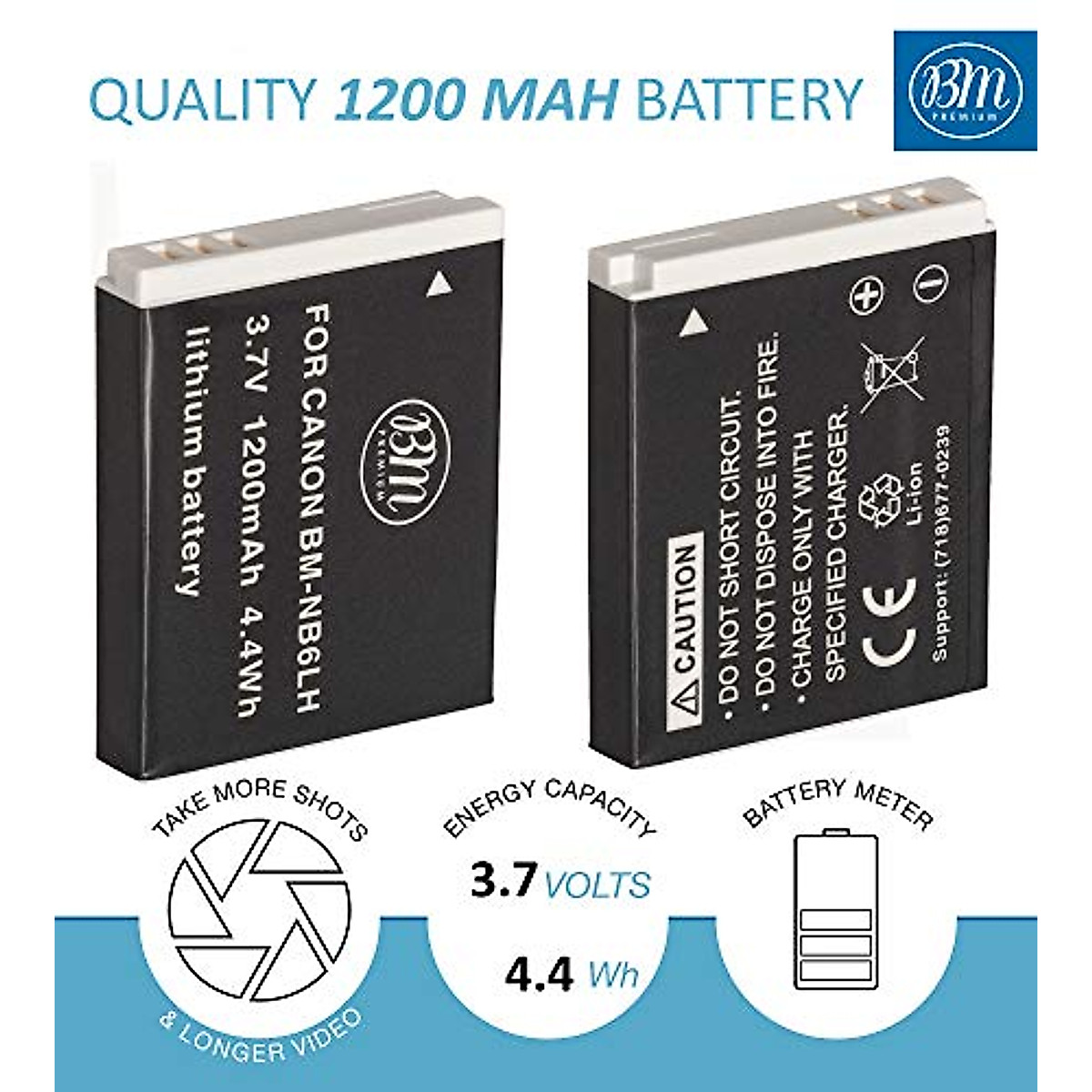 BM 2 NB-6LH Batteries and Charger for Canon PowerShot S120, SX170 is, SX260 HS, SX280 HS, SX500 is, SX510, SX520, SX530, SX540 HS, SX600 HS, SX610 HS, SX700 HS, SX710, ELPH 500, D10, D20, D30 Cameras