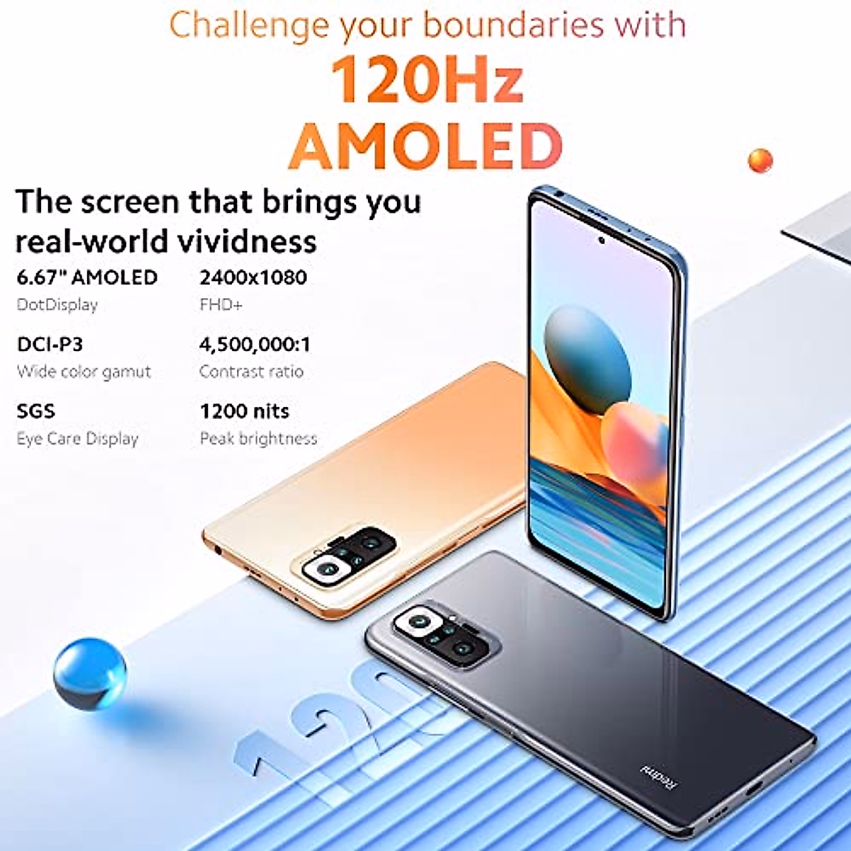 Xiaomi Redmi Note 10 Pro (128GB, 6GB) 6.67" Snapdragon 732G 5020mAh Battery Dual SIM GSM Unlocked Global 4G LTE (T-Mobile, Metro, Global) International Model (Fast Car Charger Bundle, Gradient Bronze)