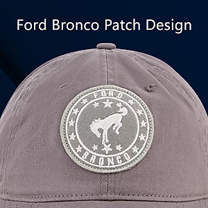 Concept One Ford Dad Hat, Bronco Logo Cotton Adjustable Baseball Cap with Curved Brim, Grey, One Size
