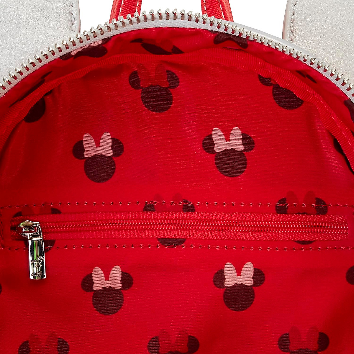 Loungefly Disney Minnie Mouse Red and Silver Womens Double Strap Shoulder Bag Purse