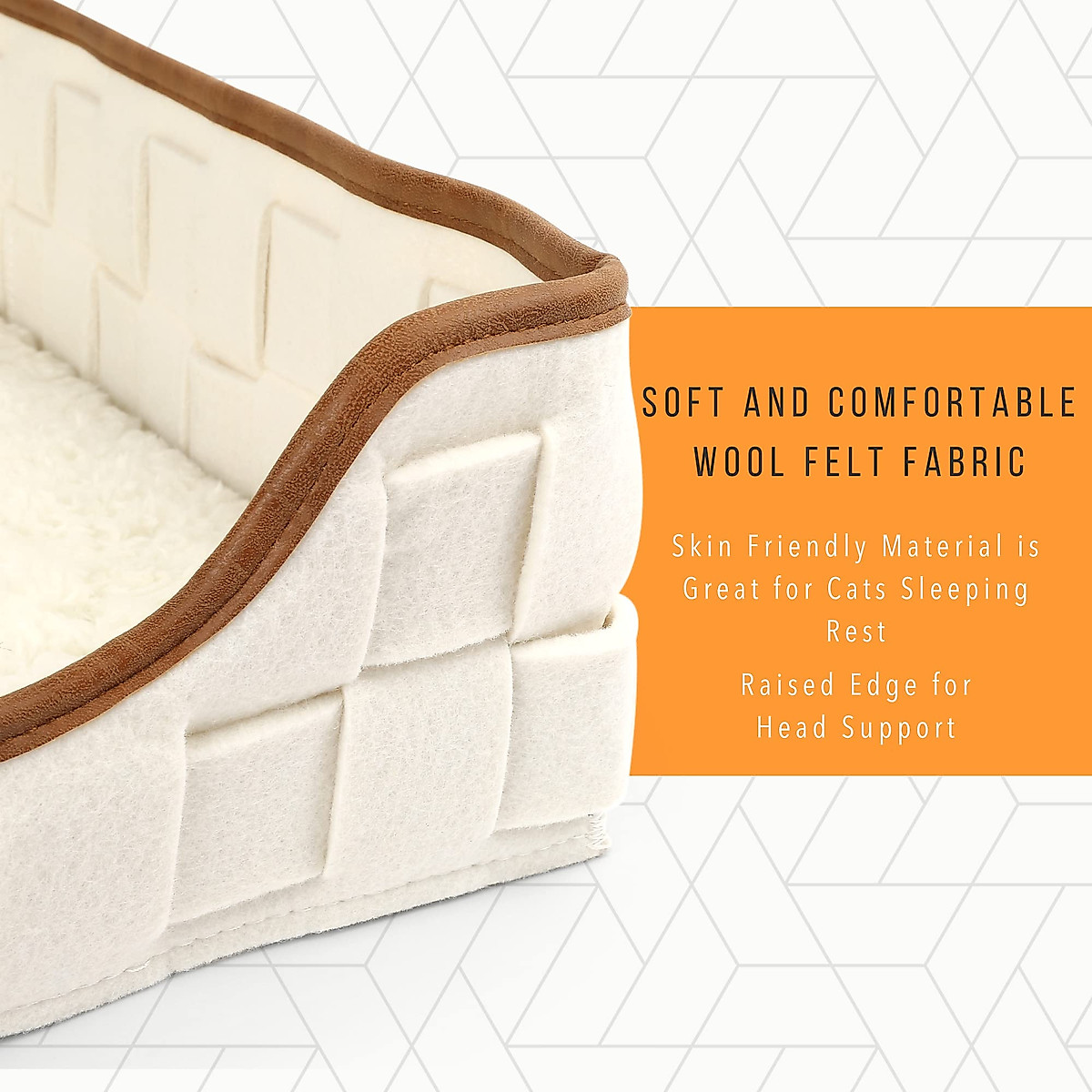 PrimePets 16 inch Cat Bed for Indoor Cats, with Reversible Mat, Anti Slip Washable Sleeping Bed for Small Breed Pets Dogs Animals, Square