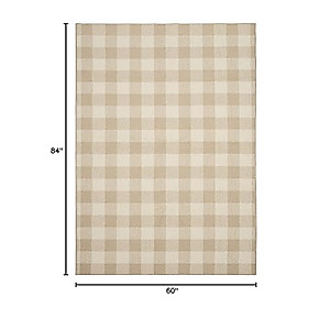 Garland Rug Country Living Buffalo Plaid Area Rug, 5-Feet by 7-Feet, Tan/Ivory
