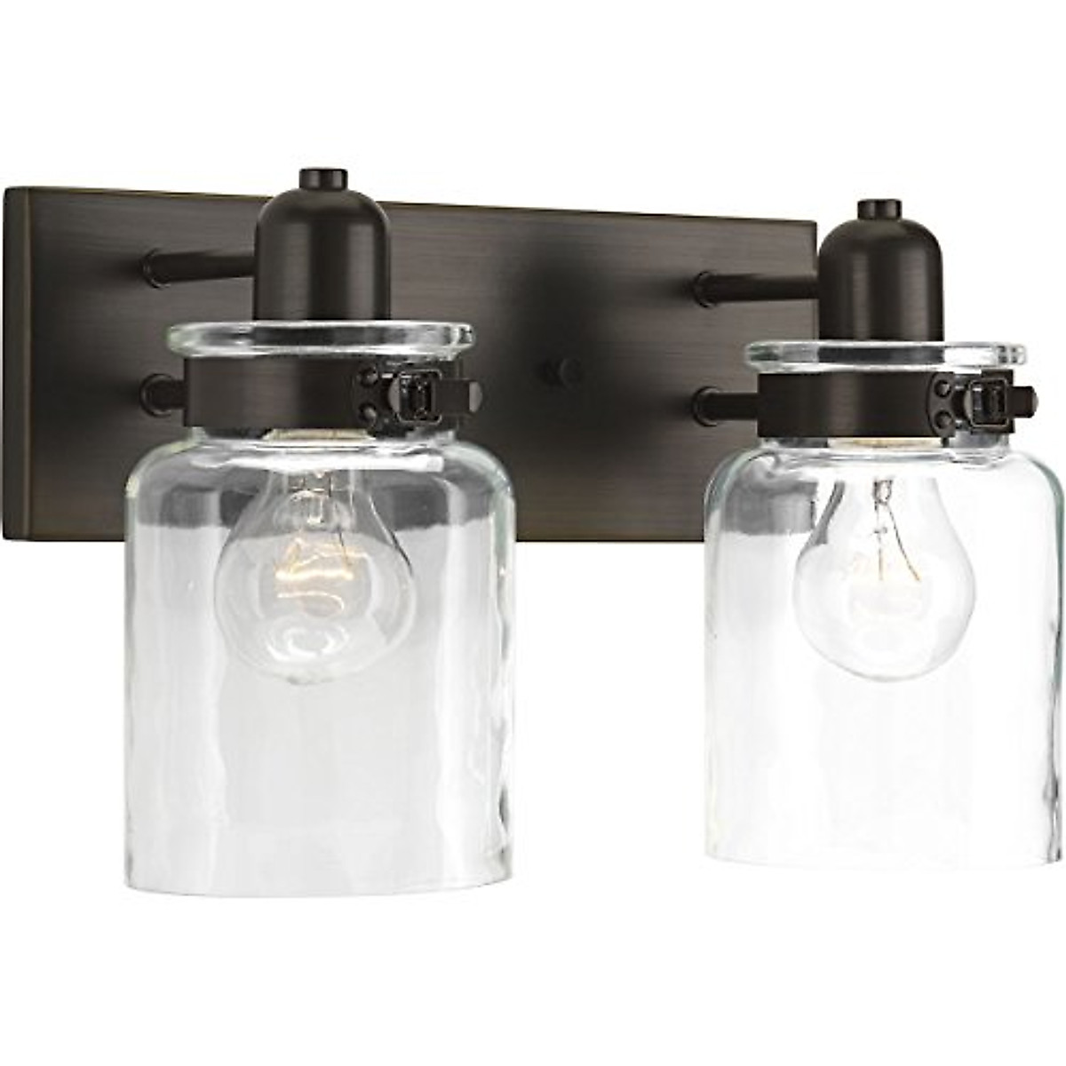 Calhoun Collection 2-Light Clear Glass Farmhouse Bath Vanity Light Antique Bronze