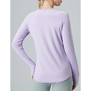 4-Pack: Womens Long Sleeve Athletic Tops with Thumb Holes – Dry Fit Active Crewneck Workout Tees (Set 1, Medium)