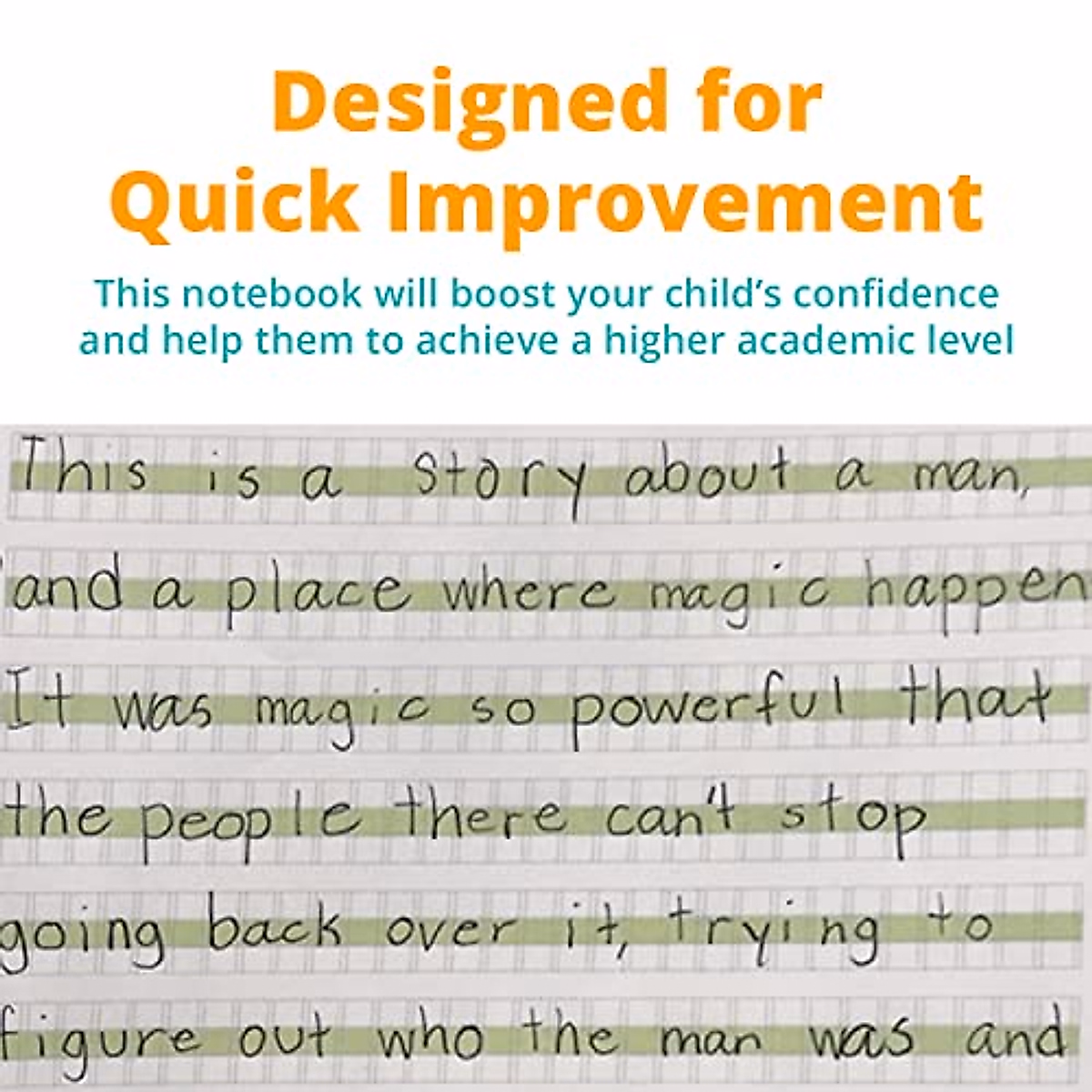 Channie's Youth Composition Notebook - Handwriting Practice, Improvement Journal for Kids, Older Learners, & Special Needs Students, Calligraphy Workbook with Special Writing Blocks, Blue