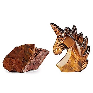 Artistone Tiger Eye Crystal Unicorn Figurine 3 Inch Carved Gemstone Decorative Unicorn Statue Ornament Collectible Healing Stone for Home Decor Birthday Mothers Day Christmas