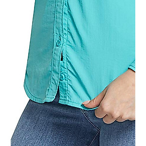 CQR Women's UPF 50+ Long Sleeve Hiking Shirts, Quick Dry Outdoor UV/Sun Protection Button Down Shirts, Dry Fit Fishing Shirts Teal, Large