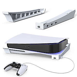 Geekria Horizontal Stand Compatible with PS5 Console with 4-Port USB Hub,PS5 Accessories Base Holder Compatible with Playstation 5 Digital & Disc Editions,1 USB 2.0 Data Port & 3 Charging Port