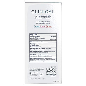 Secret Clinical Strength Antiperspirant Deodorant for Women, 3X Stress Protection, 72hr Sweat & Odor Protection, PH Balancing Minerals, Clear Gel, Clean Lavender Scent, 2.6 oz