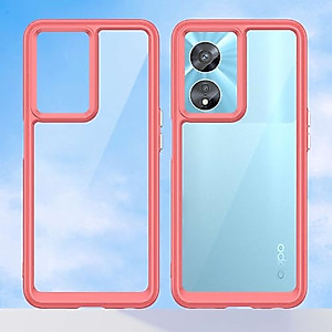 Case for Oneplus Nord N20 SE,Flexible Press Button,Transparent case,Anti-Fingerprint.360°Full Protection-Red