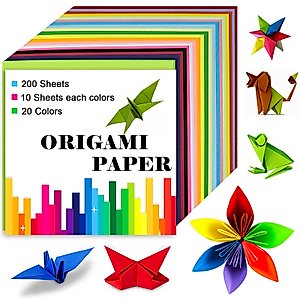 Origami Paper Double Sided Color 200 Sheets,6x6 inch Origami Paper 20 Colors,Origami Paper kit for kids Ages 5-8 8-12,Colored Paper Kit Gifts for Beginners (Colorful)