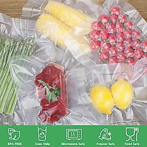 WishDirect Vacuum Sealer Bags Rolls Compatible with FoodSaver 4-Pack 11" x 25' Vacuum Seal Rolls Fit Inside Machine Double-Side Embossed BPA-Free Bags for Sous Vide or Food Storage (Total 100 Feet)