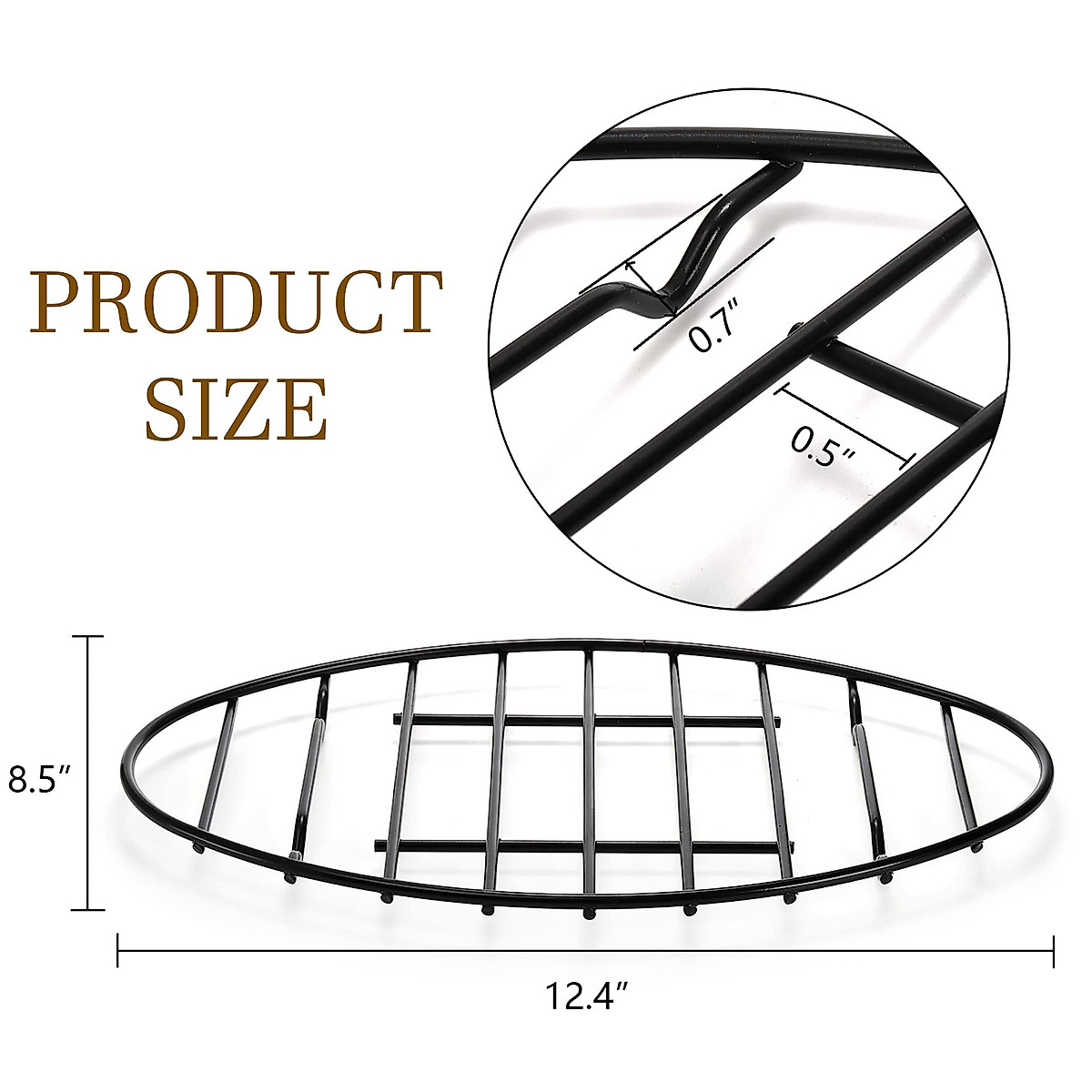 Yesland 4 Pack Oval Roasting Rack Cooling Rack with Integrated Feet, 12 x 8.5 Inch Black Non-stick Coating Iron Baking Rack for Cooking, Roasting, Drying, Grilling, PTFE Free
