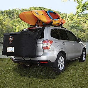 Rightline Gear Waterproof Rear Car Cargo Carrier Bag, Attaches With Or Without Roof Rack, 13 Cubic Feet, Black