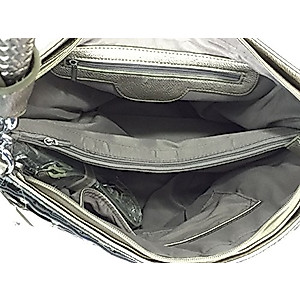 Zzfab Sparkle Rhinestone Suede Hobo Handbag Pewter