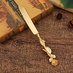 X Hot Popcorn Cake Cutting Set for Wedding Cake Knife and Server Set Cake Cutter Gold Cake Cutting Set for Wedding Birthday Party Kitchen Cutting Serving Desserts