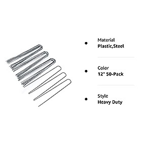GROWNEER 50 Packs 12 Inches Heavy Duty 11 Gauge Galvanized Steel Garden Stakes U-Shaped Staples Securing Pegs for Securing Weed Fabric Landscape Fabric Netting Ground Sheets and Fleece